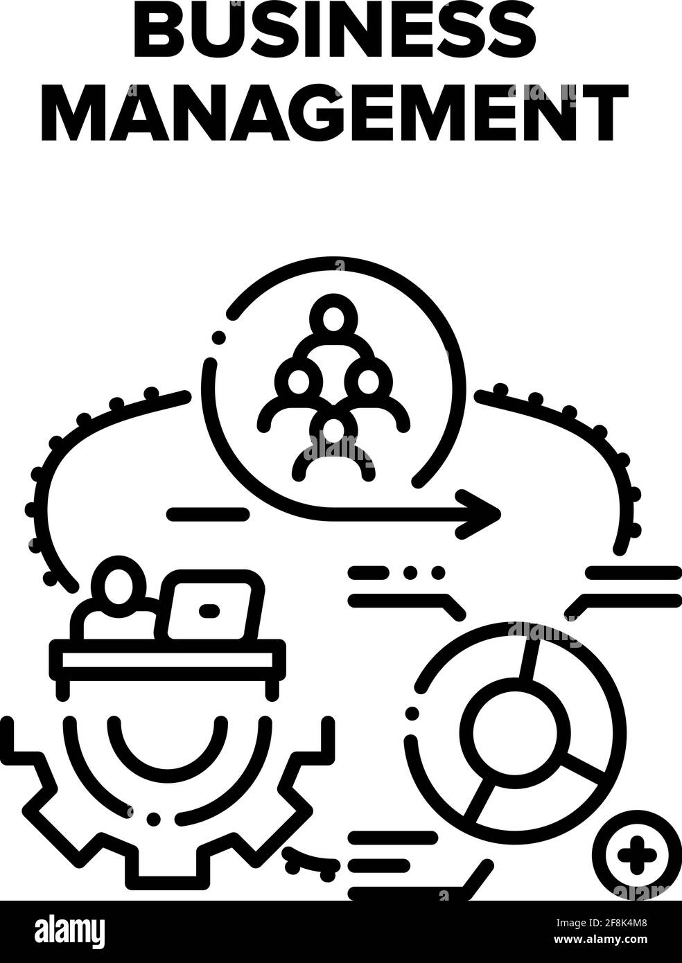Business Management Work Vector Black Illustration Stock Vector Image ...