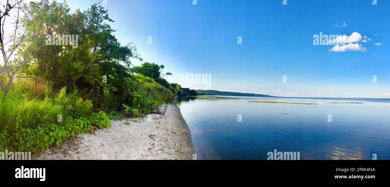 Beautiful panoramic landscape of Kaniv Reservoir, Ukraine, before ...