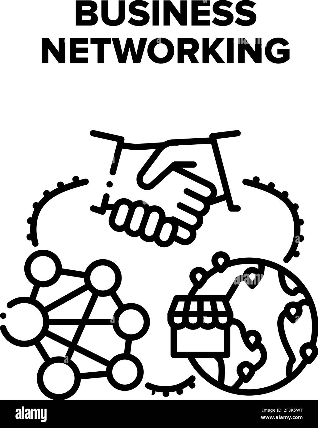 Business Networking Structure Vector Black Illustration Stock Vector ...