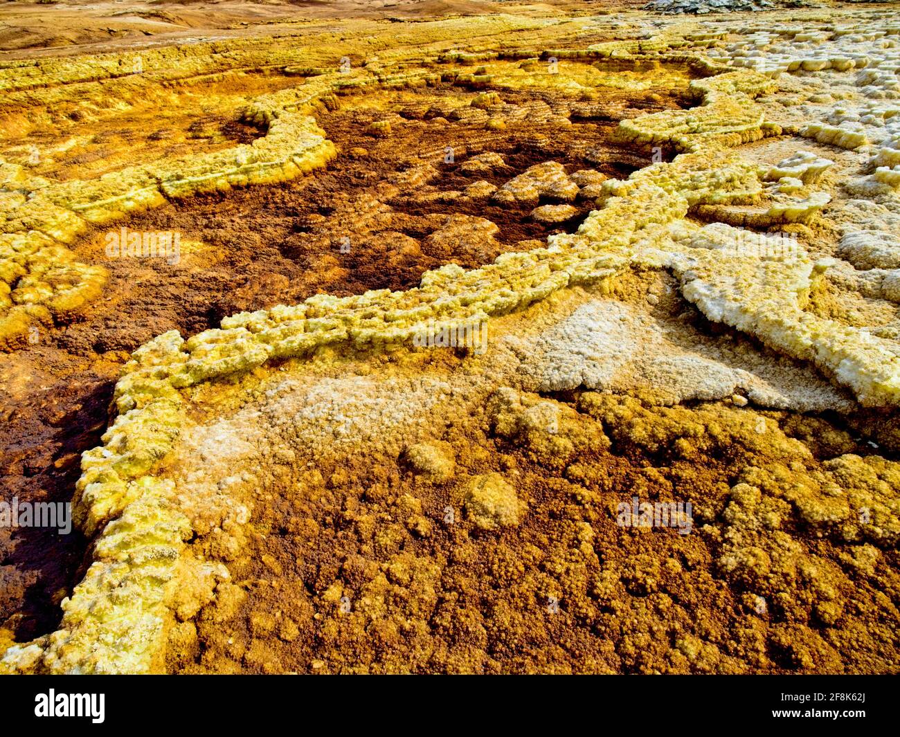 Closeup of rock patterns forming lines in nature in Danakil Depression ...