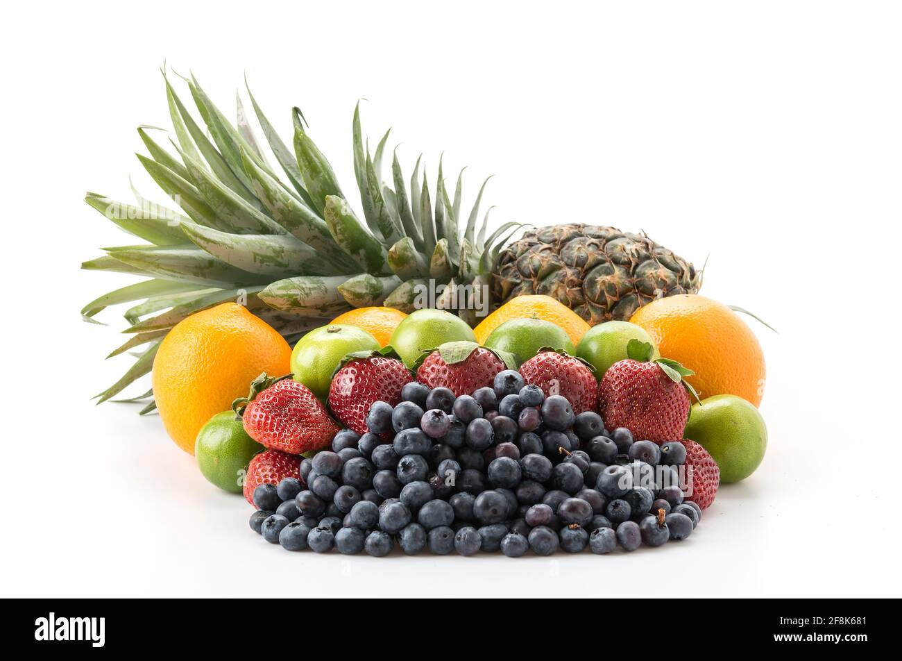mix fruits on white background Stock Photo - Alamy
