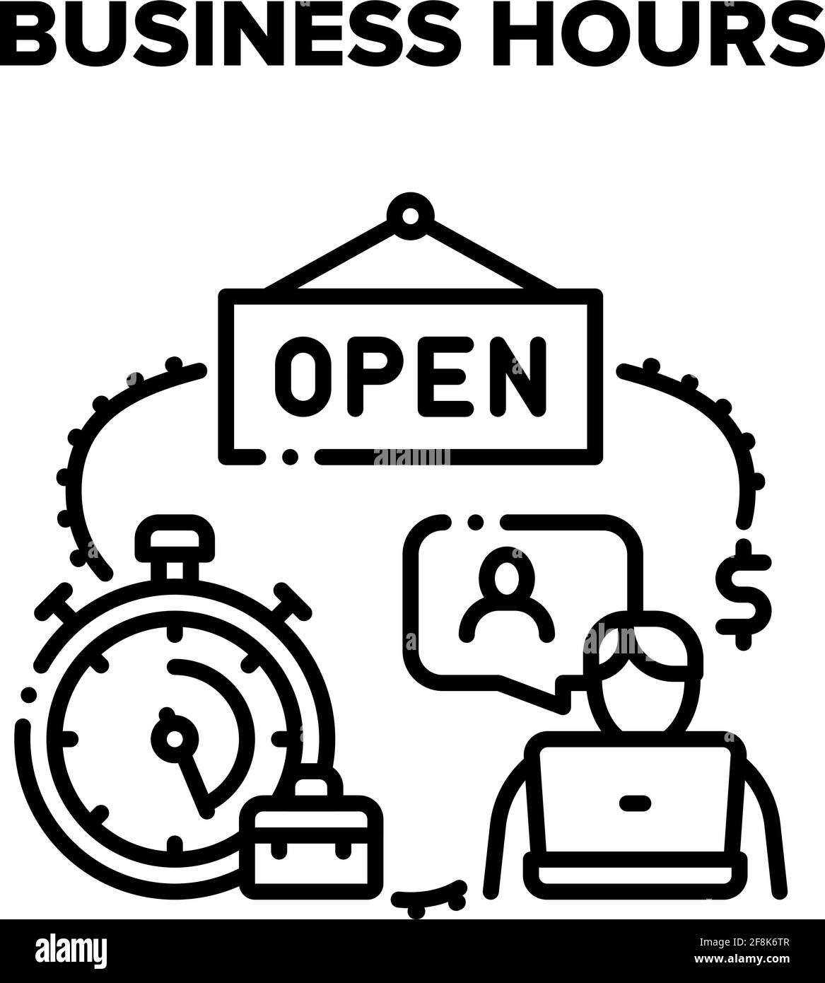 Business Hours Vector Black Illustration Stock Vector Image & Art - Alamy