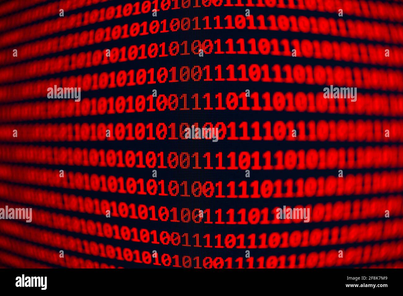 Red binary screen with code Stock Photo - Alamy