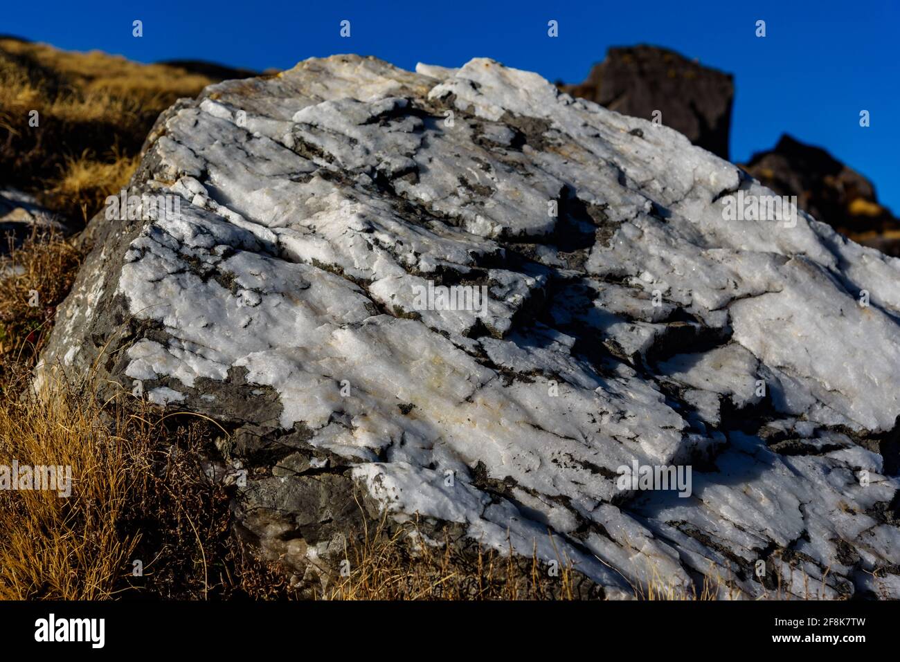 Graphite intrusion in metamorphic marble rocks near main continental ...