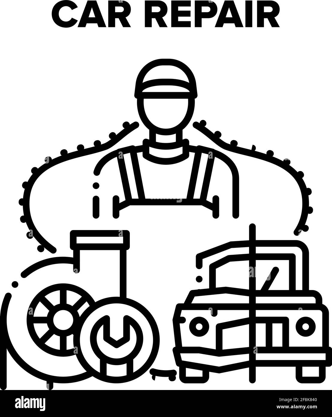 Car Repair Work Vector Black Illustration Stock Vector Image & Art - Alamy