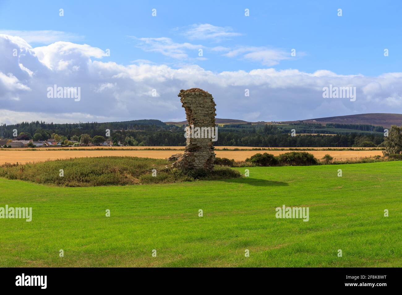 Open Scottish fields with remains of an old stone building standing ...