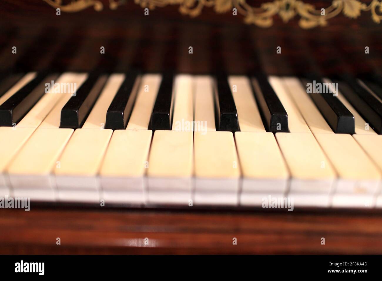 View of a vintage grand piano keys Stock Photo - Alamy