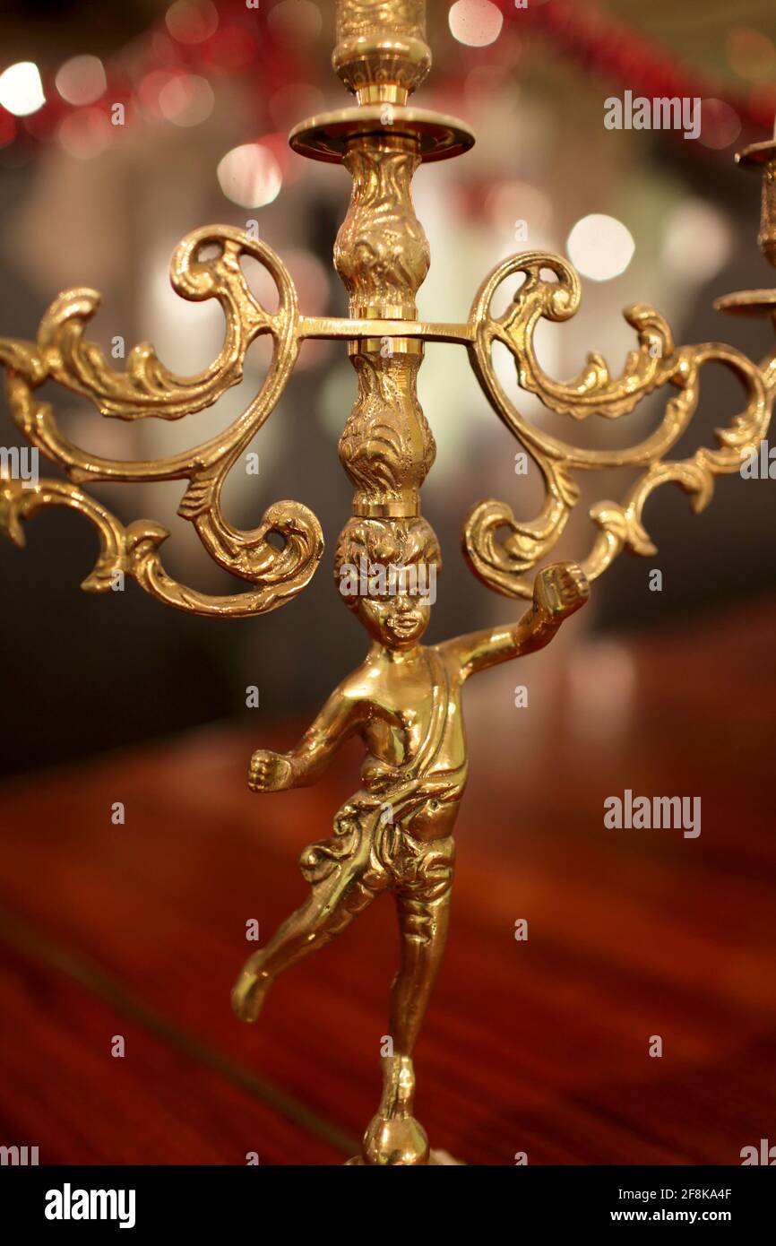 The details of the old golden candlestick Stock Photo - Alamy