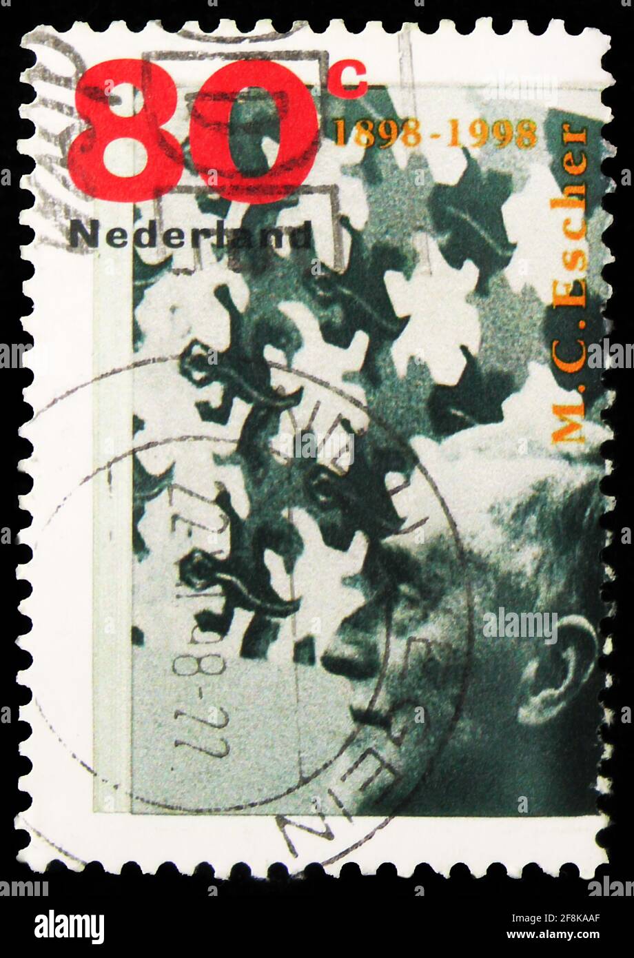 MOSCOW, RUSSIA - OCTOBER 7, 2019: Postage stamp printed in Netherlands ...