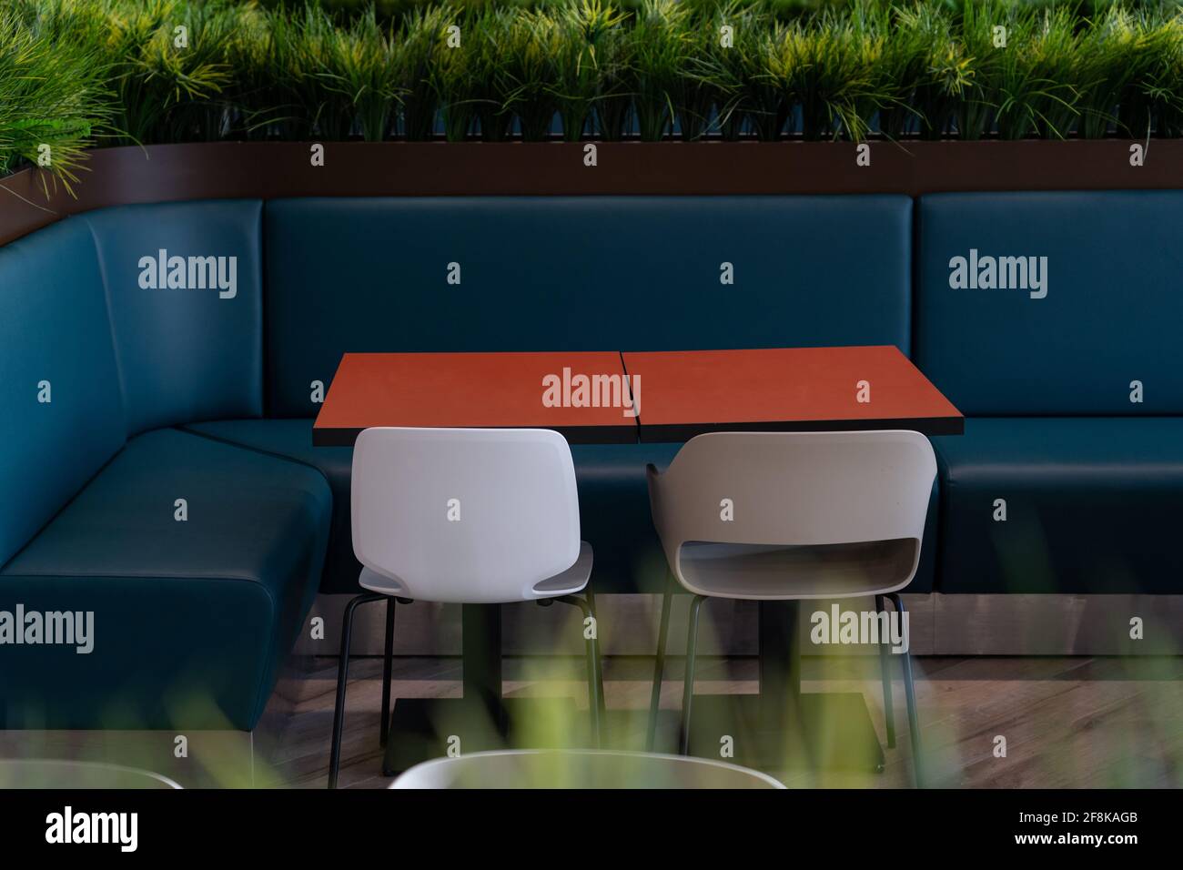 Food court area with spacious eating dining location decorated with ...