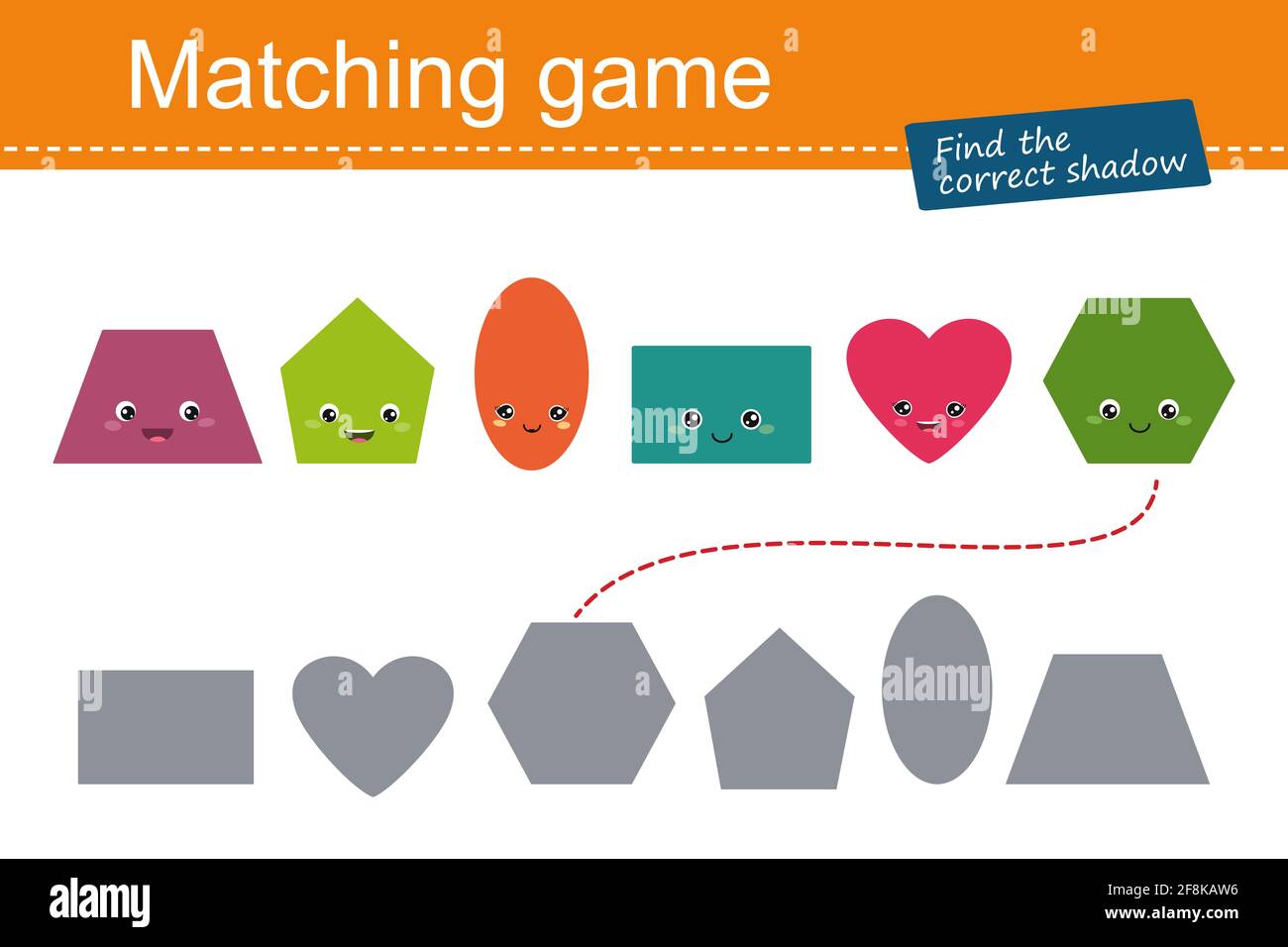 Matching game for children. Find correct shadow for geometric shapes ...