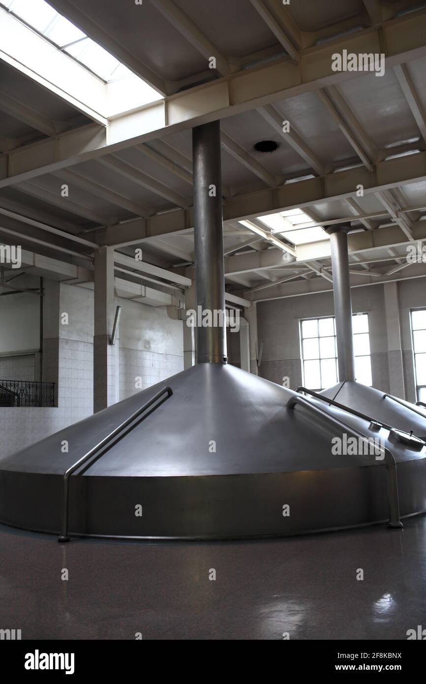 Equipment for boiling the beer at a modern brewery Stock Photo - Alamy