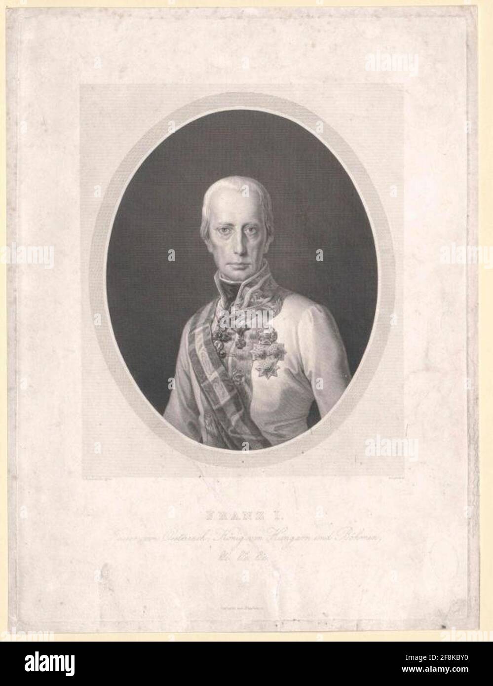 Franz II., Roman-German Emperor Portrait as Emperor of Austria. Steel ...