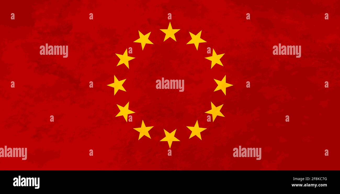 European Union flag looks like USSR communist red flag with yellow ...