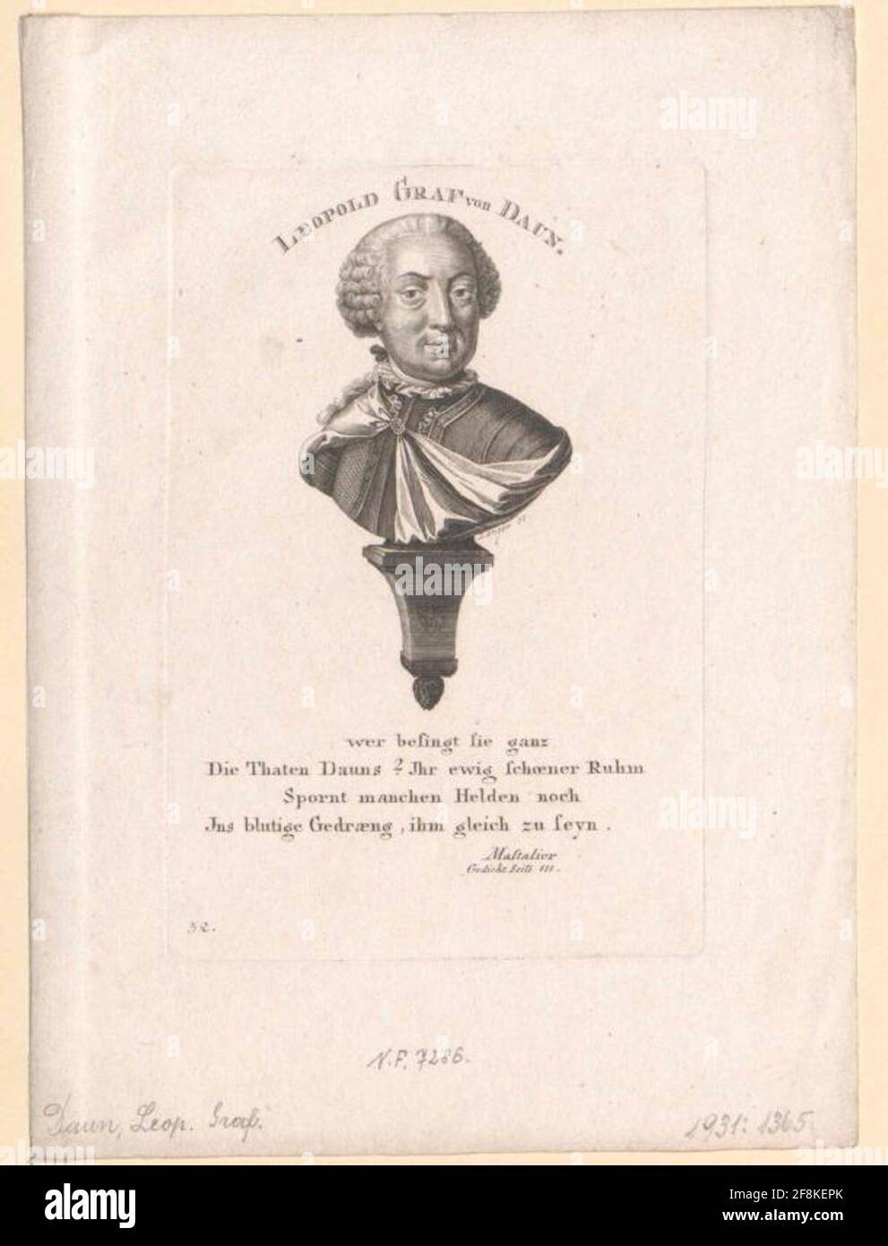 Daun, Leopold Graf eraser: Long, SebastianDatting: 1787/1841 Stock ...