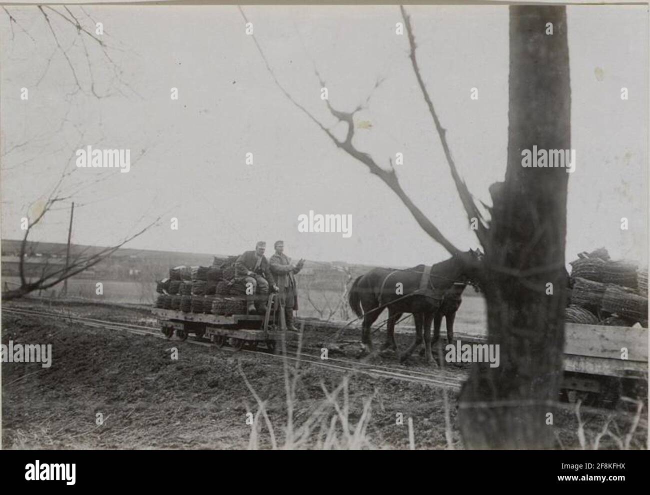 Field train, transport of barbed wire Stock Photo - Alamy