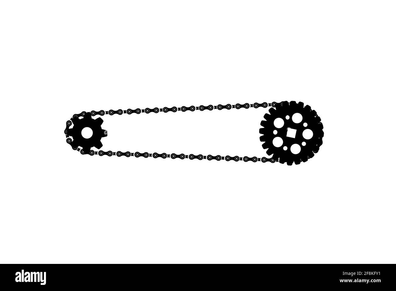 Bicycle transmission cogwheels connected by bicycle chain isolated on ...