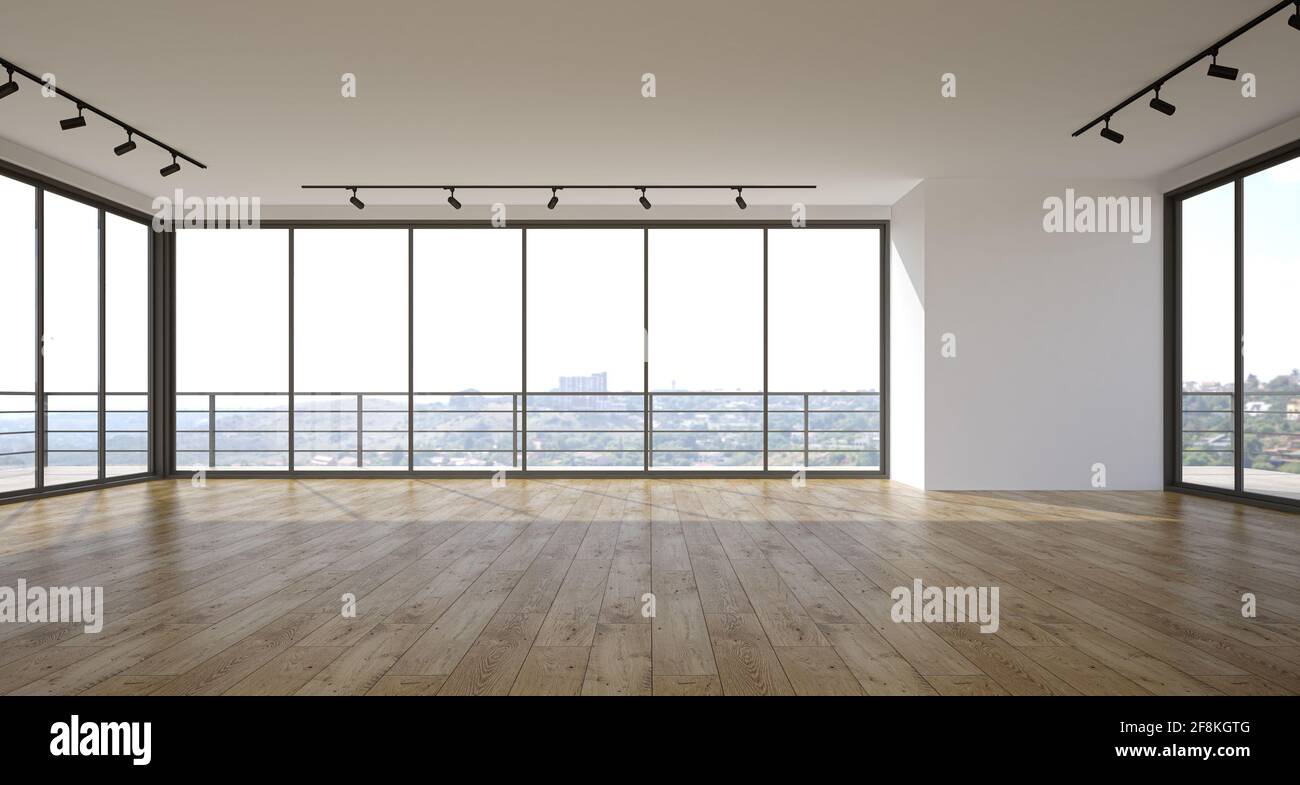 Empty modern interior room 3 d illustration Stock Photo - Alamy