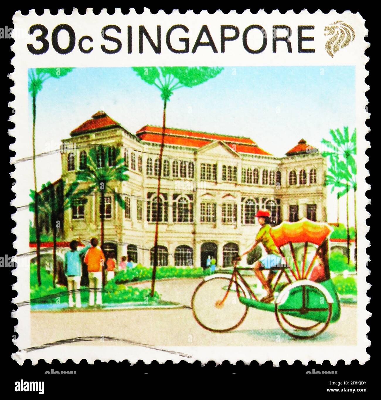 MOSCOW, RUSSIA - NOVEMBER 10, 2019: Postage stamp printed in Singapore ...