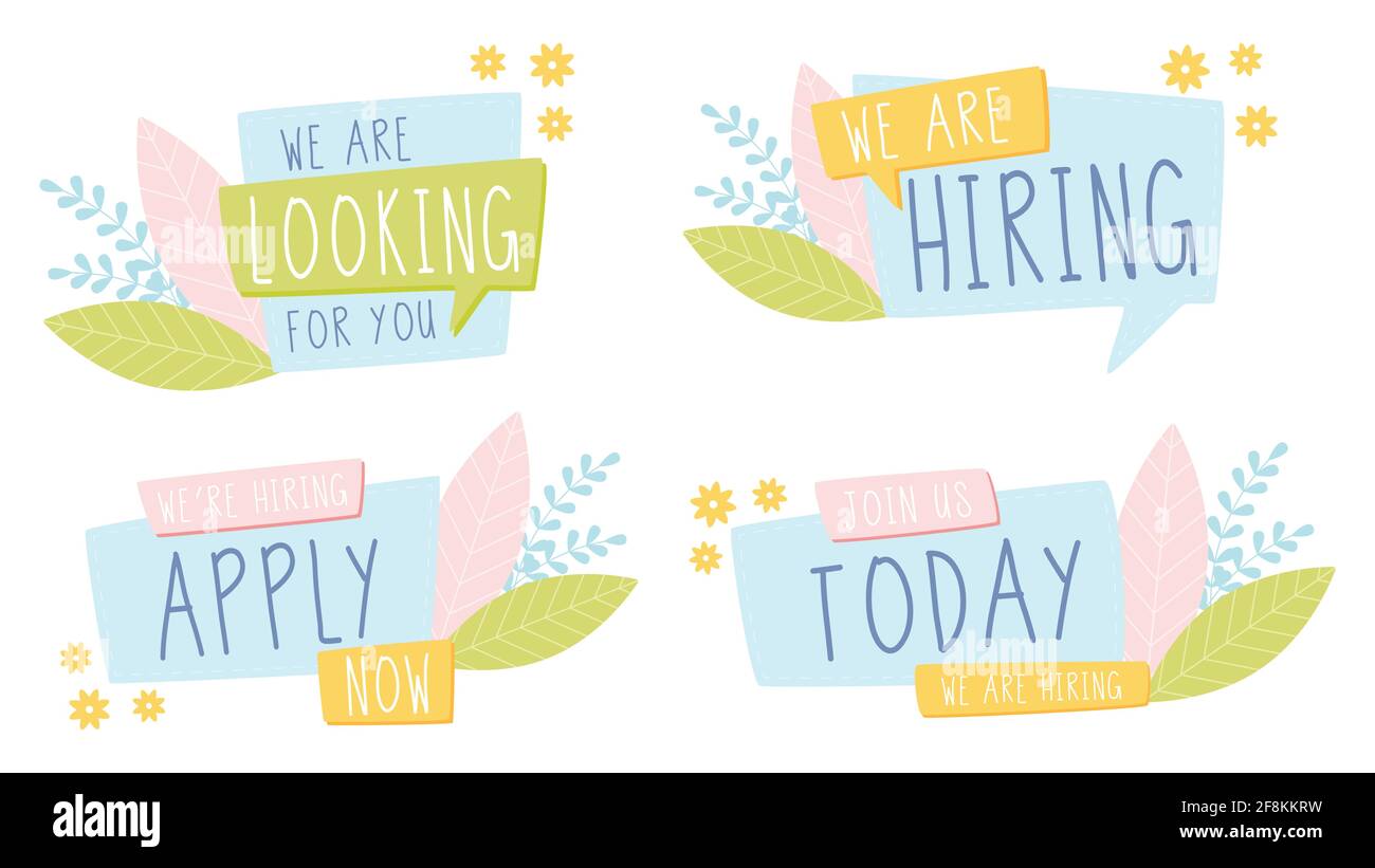 We are hiring. Job offer banners set. Flat Vector Illustration Stock ...