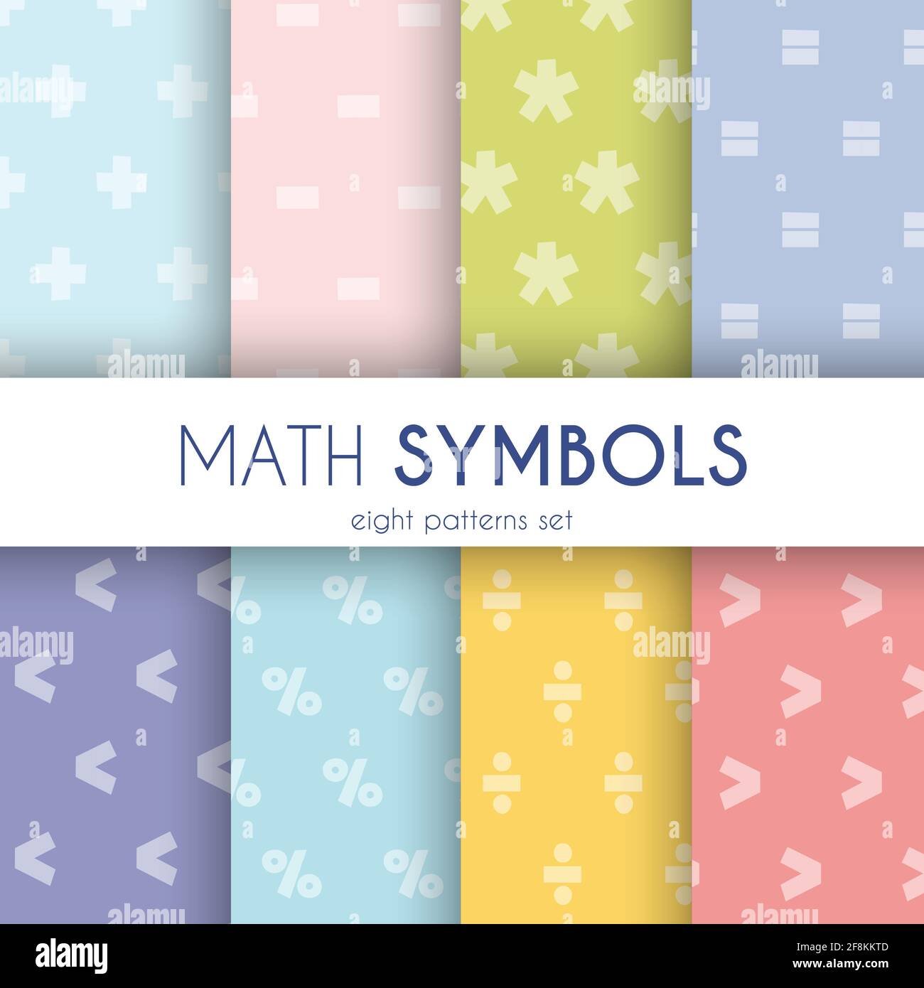 Colourful Math Symbols Eight Patterns Set Vector Illustration Stock colourful-math-symbols-eight-patterns-set-vector-illustration-stock