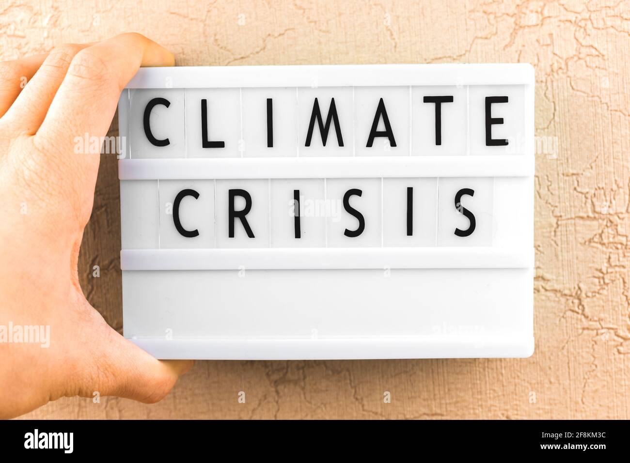 Climate crisis text message, climate changes concept background with ...