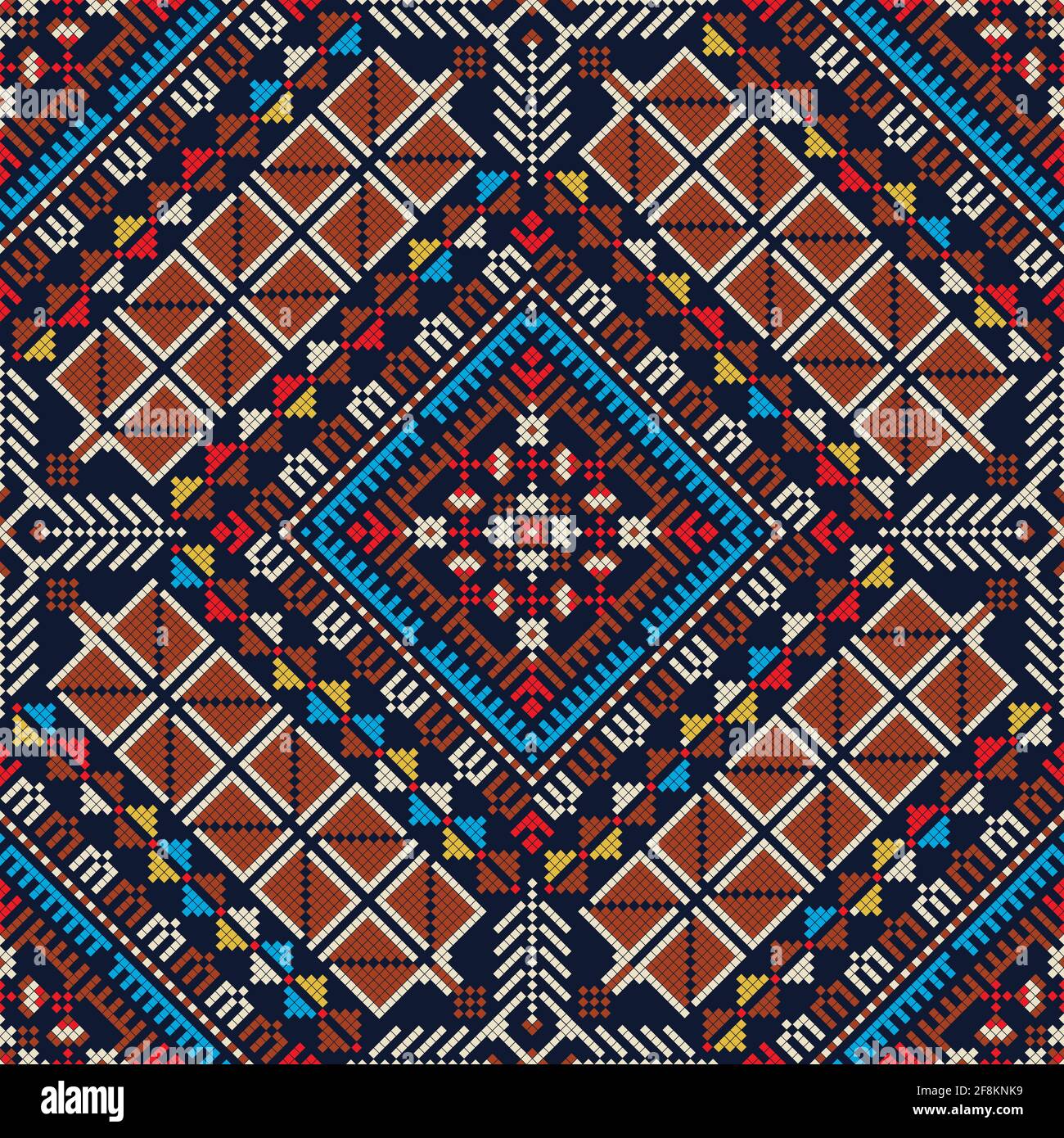 Traditional Palestinian Embroidery Pattern in colors, editable vector ...