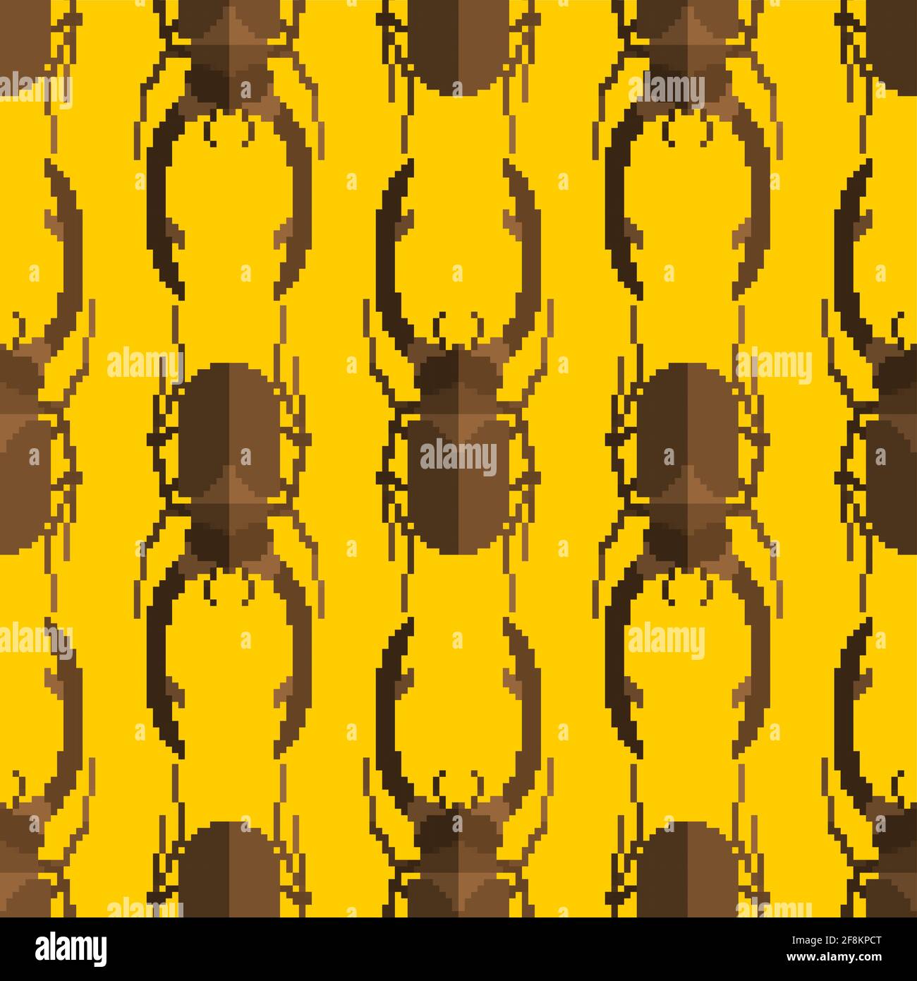 Stag beetle pixel art pattern seamless. Beetle 8 bit background. Baby ...