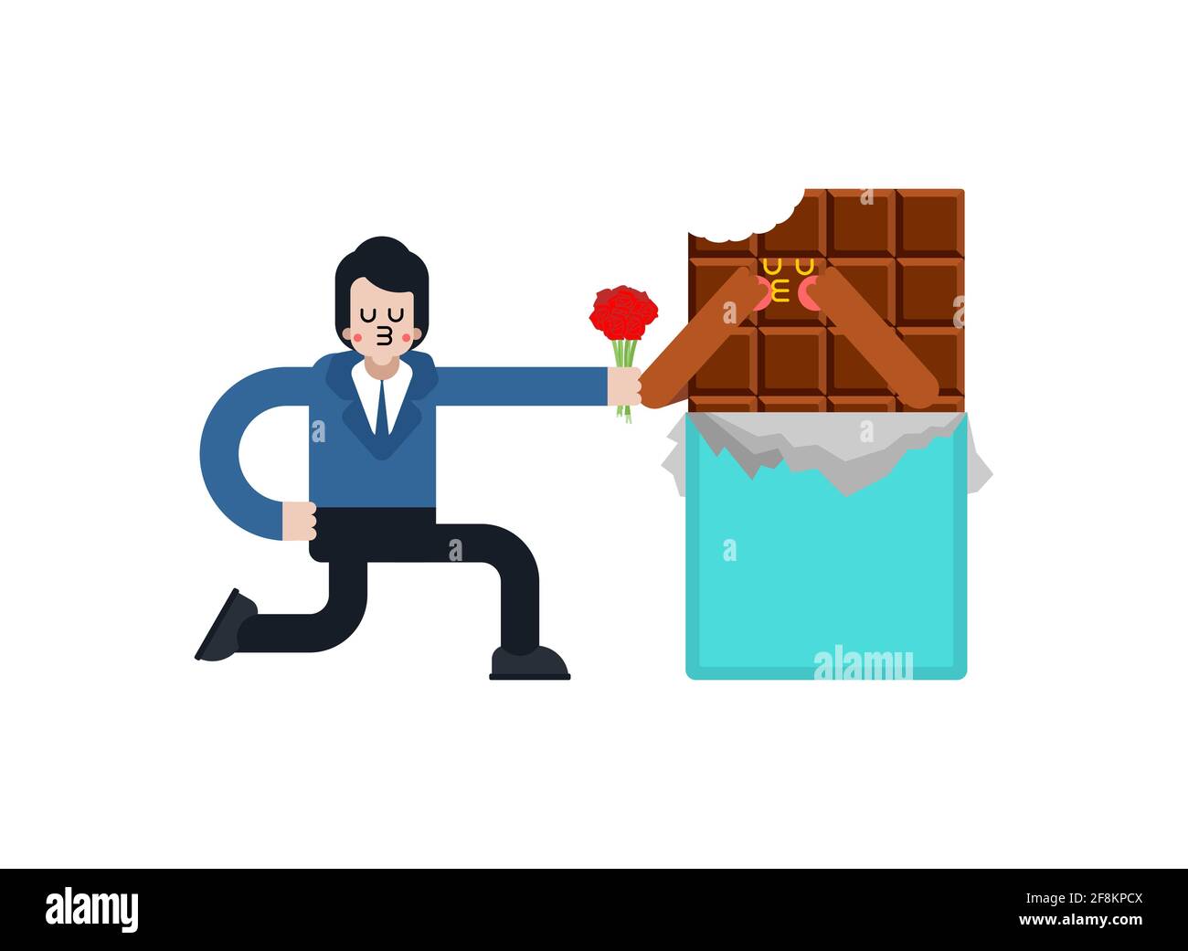 Chocolate lover. Romantic relationship with a chocolate bar. Sweet love ...
