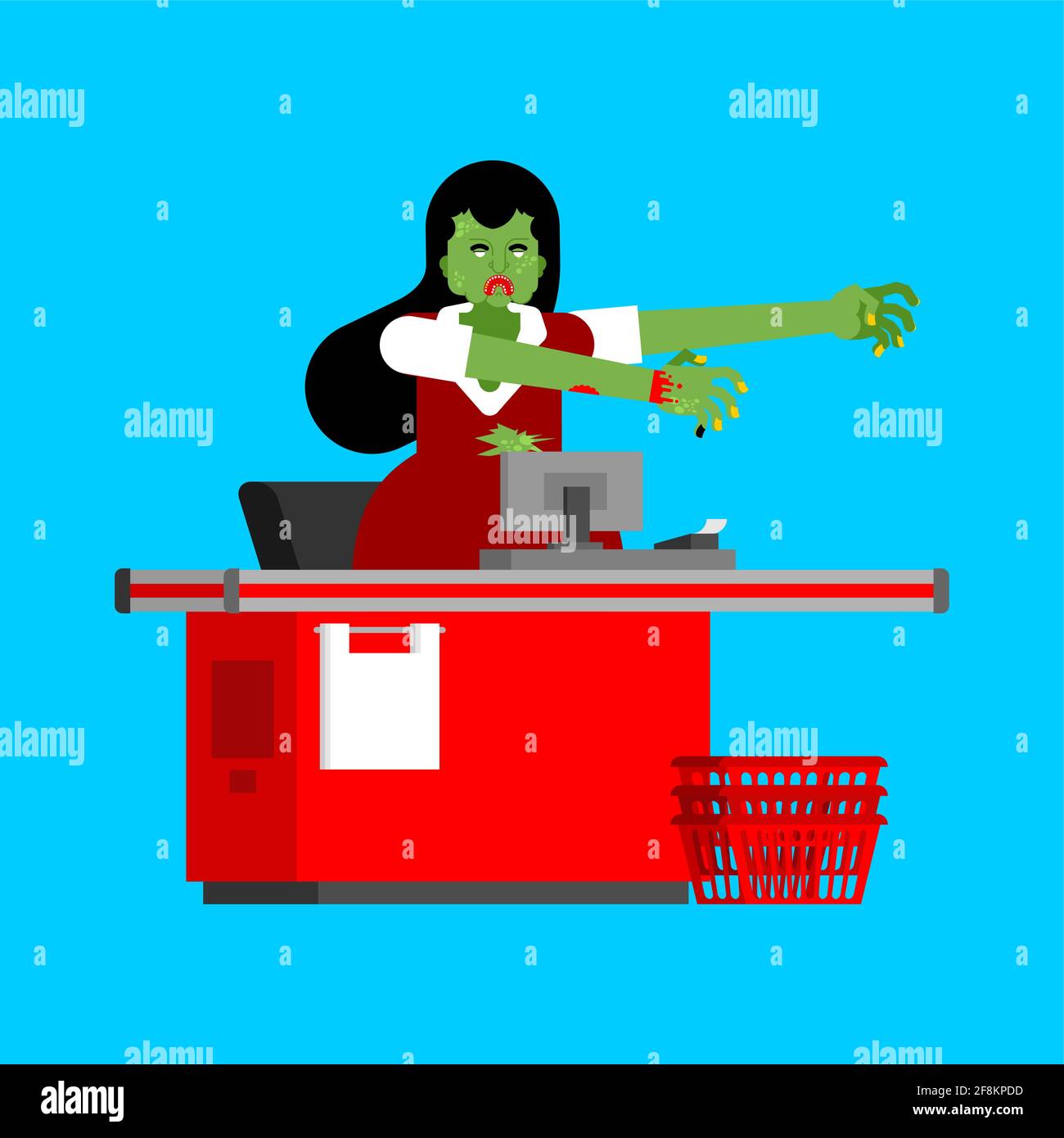Cashier zombie at checkout counter in supermarket Stock Vector Image ...