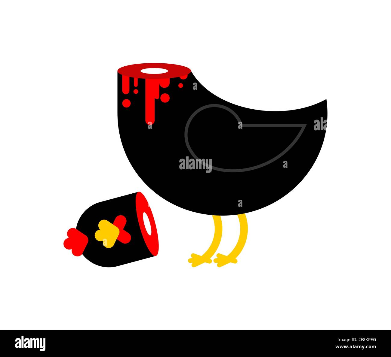 Sacrificial chicken. Black Rooster sacrificed. Rite of dark magic ...