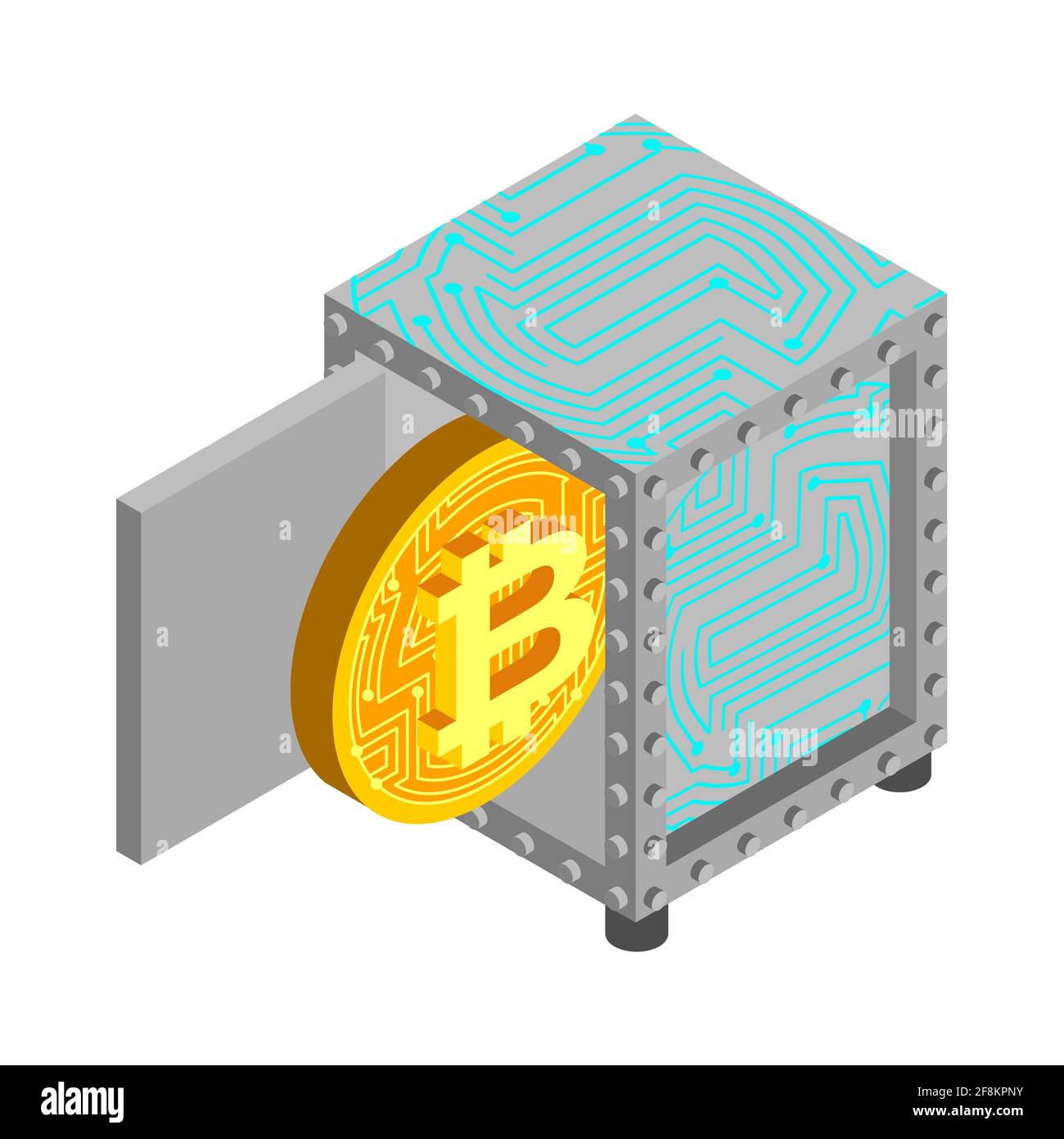 Safe for bitcoin. Cryptocurrency protection. vector illustration Stock ...