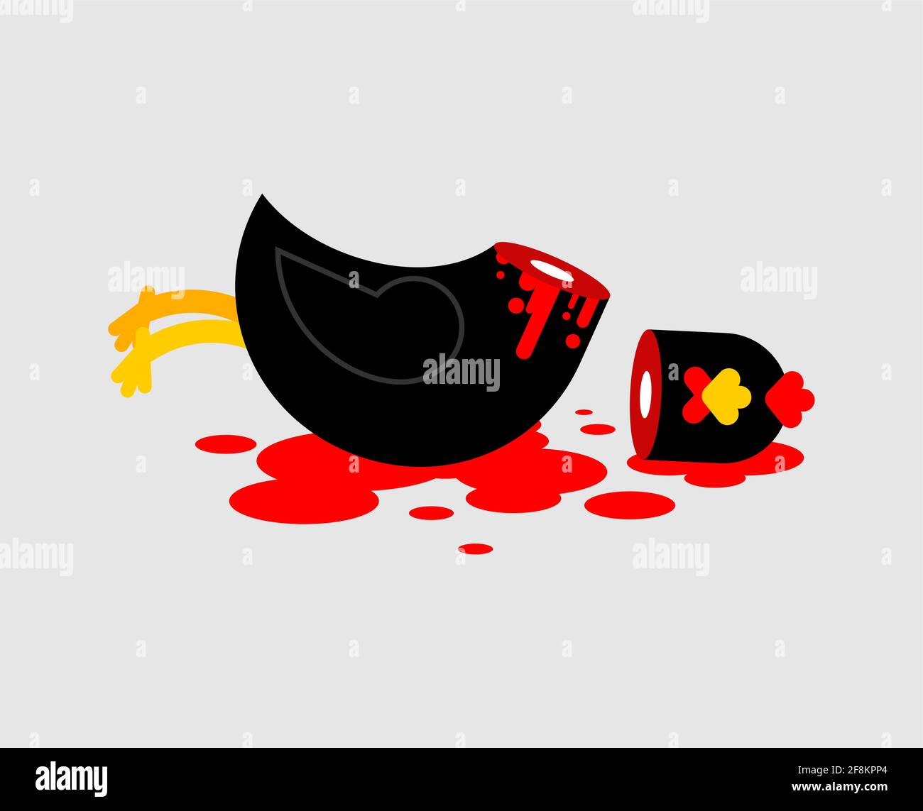 Sacrificial chicken. Black Rooster sacrificed. Rite of dark magic ...