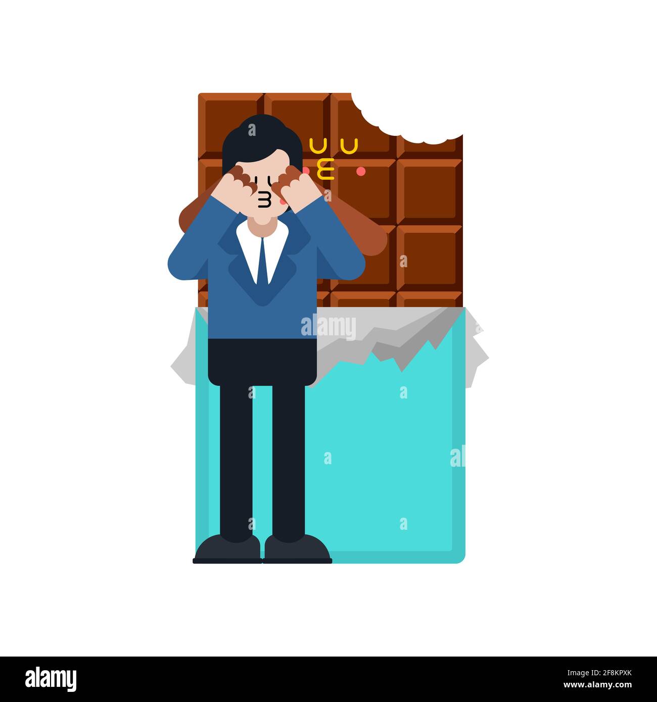 Chocolate lover. Romantic relationship with a chocolate bar. Sweet love ...