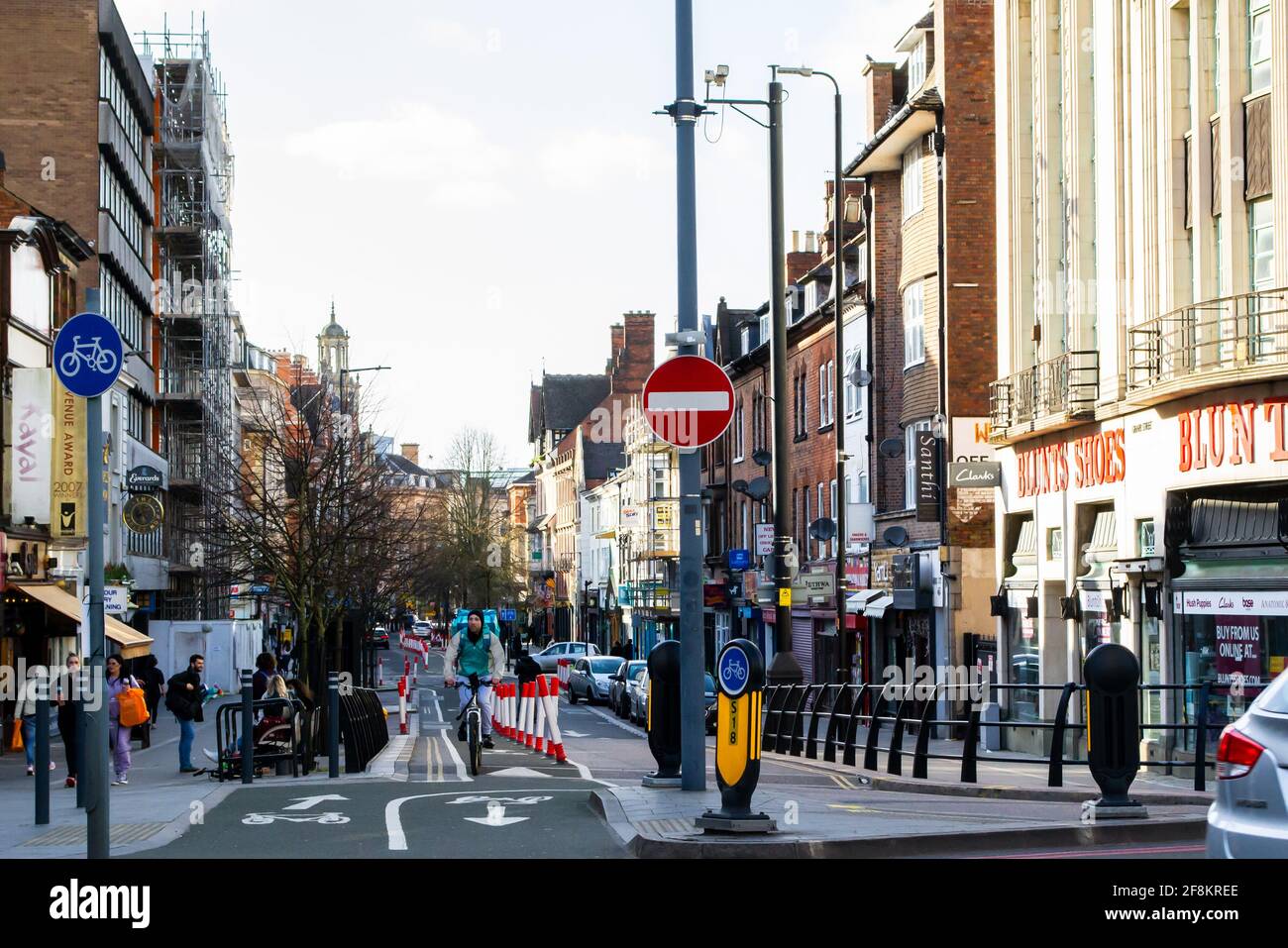LEICESTER, ENGLAND- 3 April 2021: Granby Street in Leicester, England ...