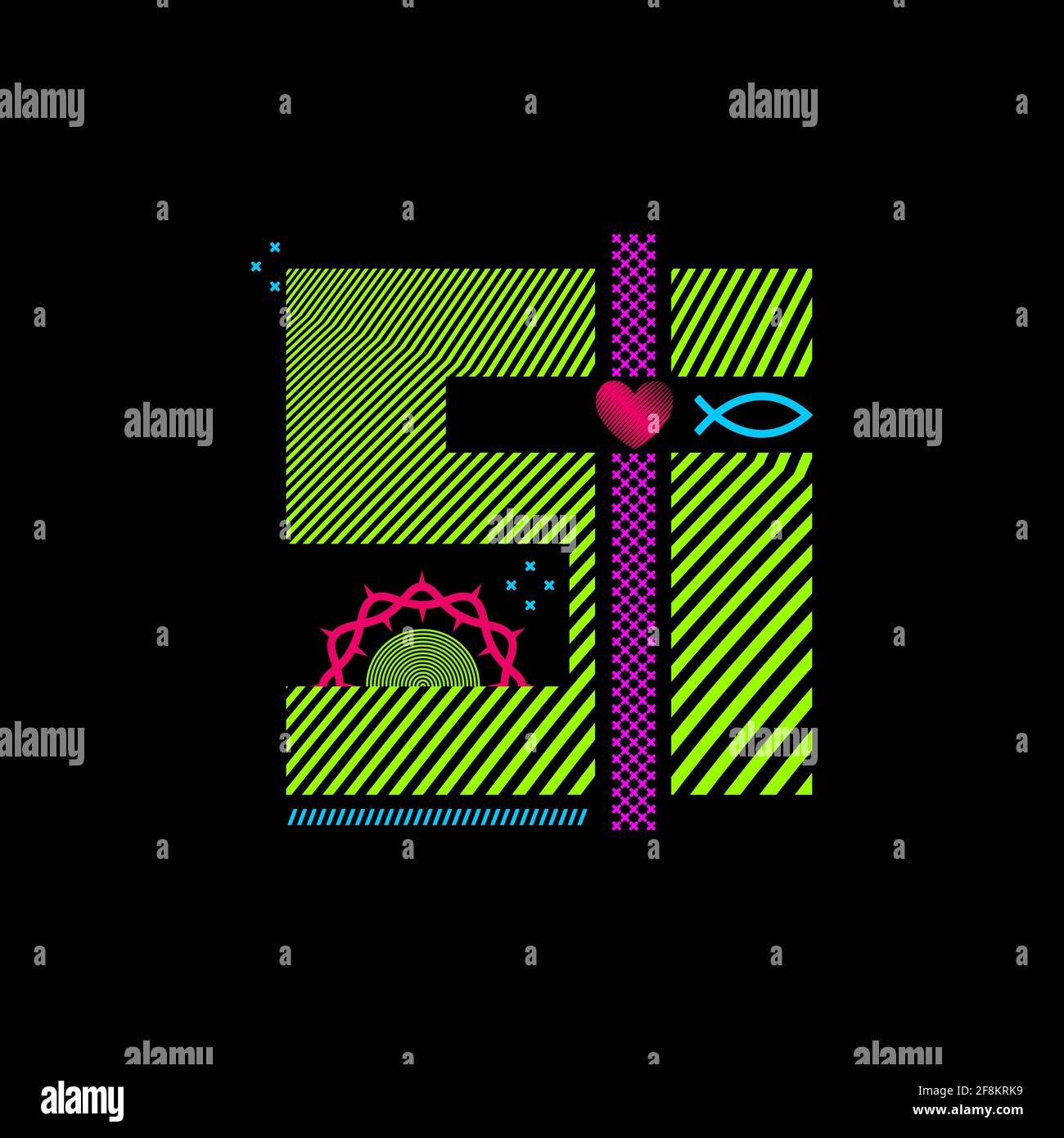 Christian illustration with biblical symbols and abstract elements ...