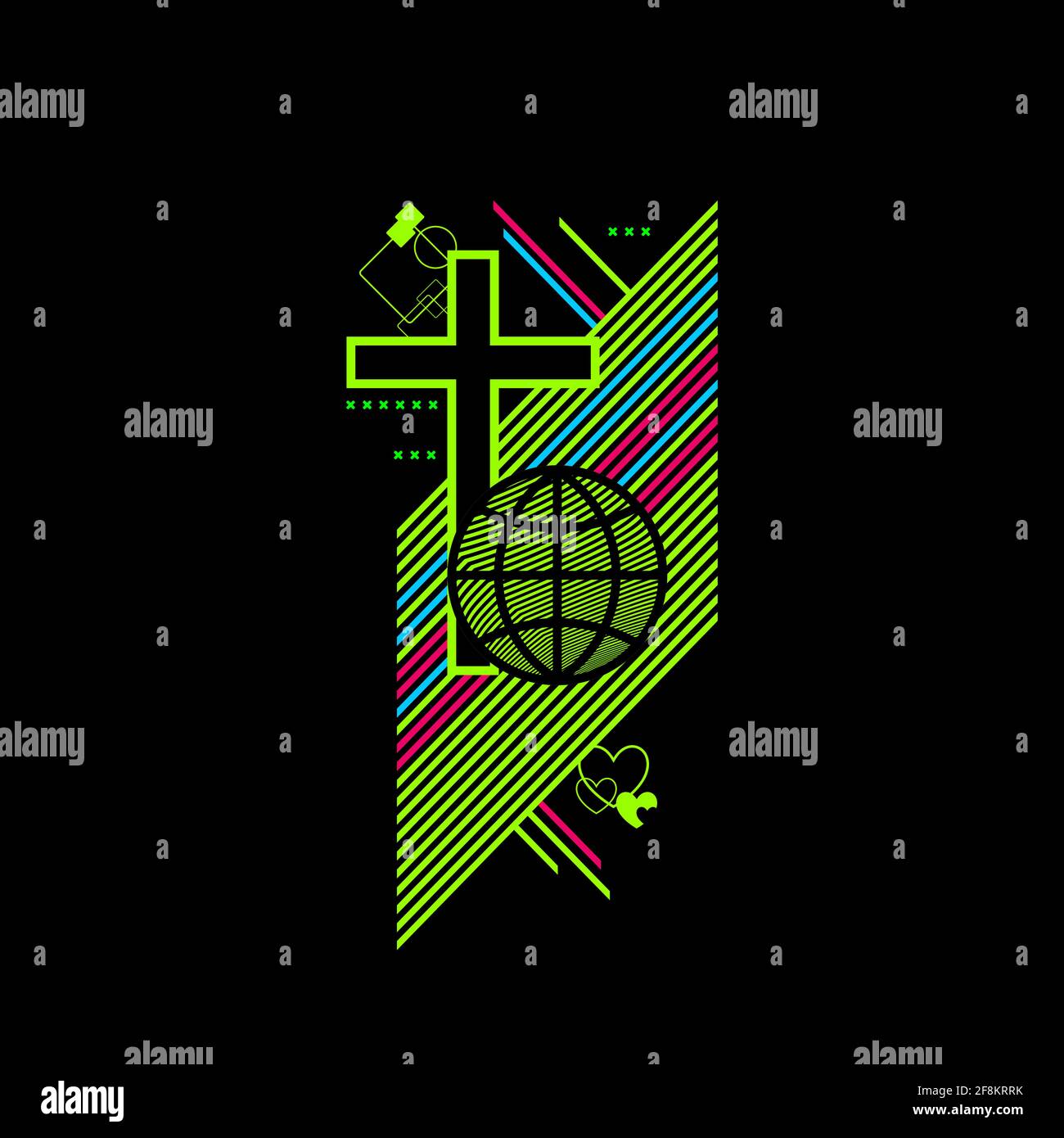 Christian illustration with biblical symbols and abstract elements ...