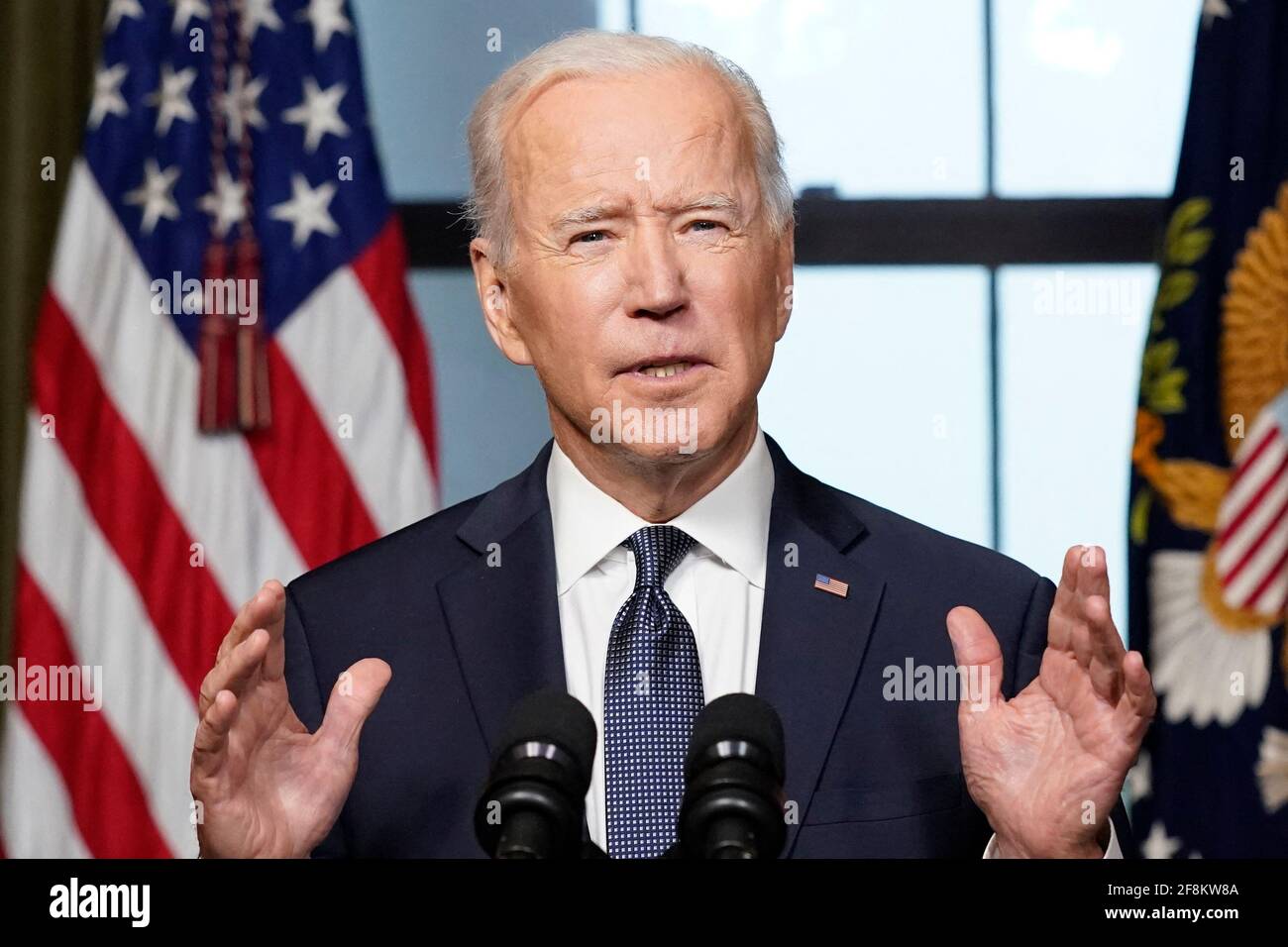 President Joe Biden speaks from the Treaty Room in the White House on ...