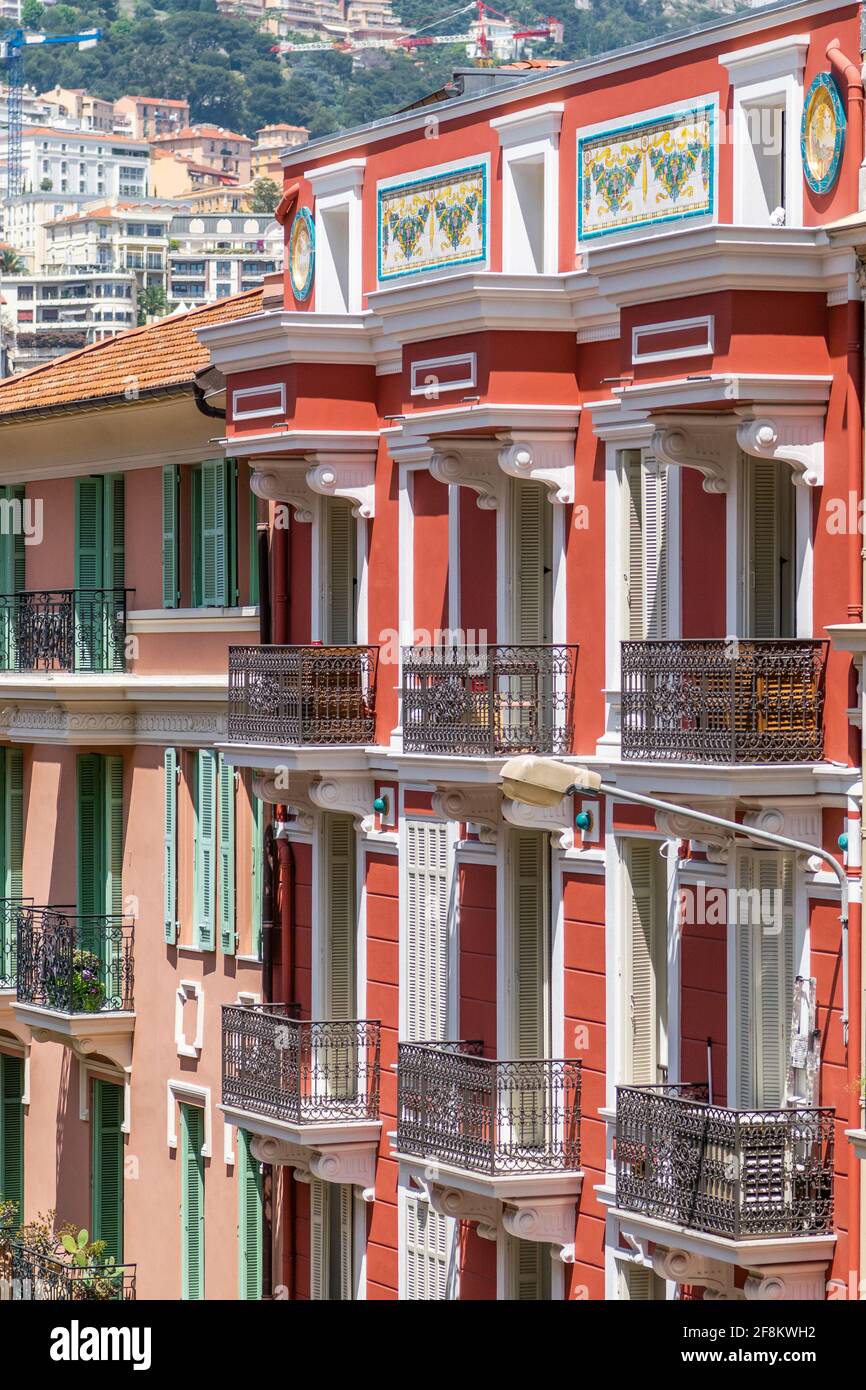 Balconies on the buildings of Monaco Stock Photo - Alamy