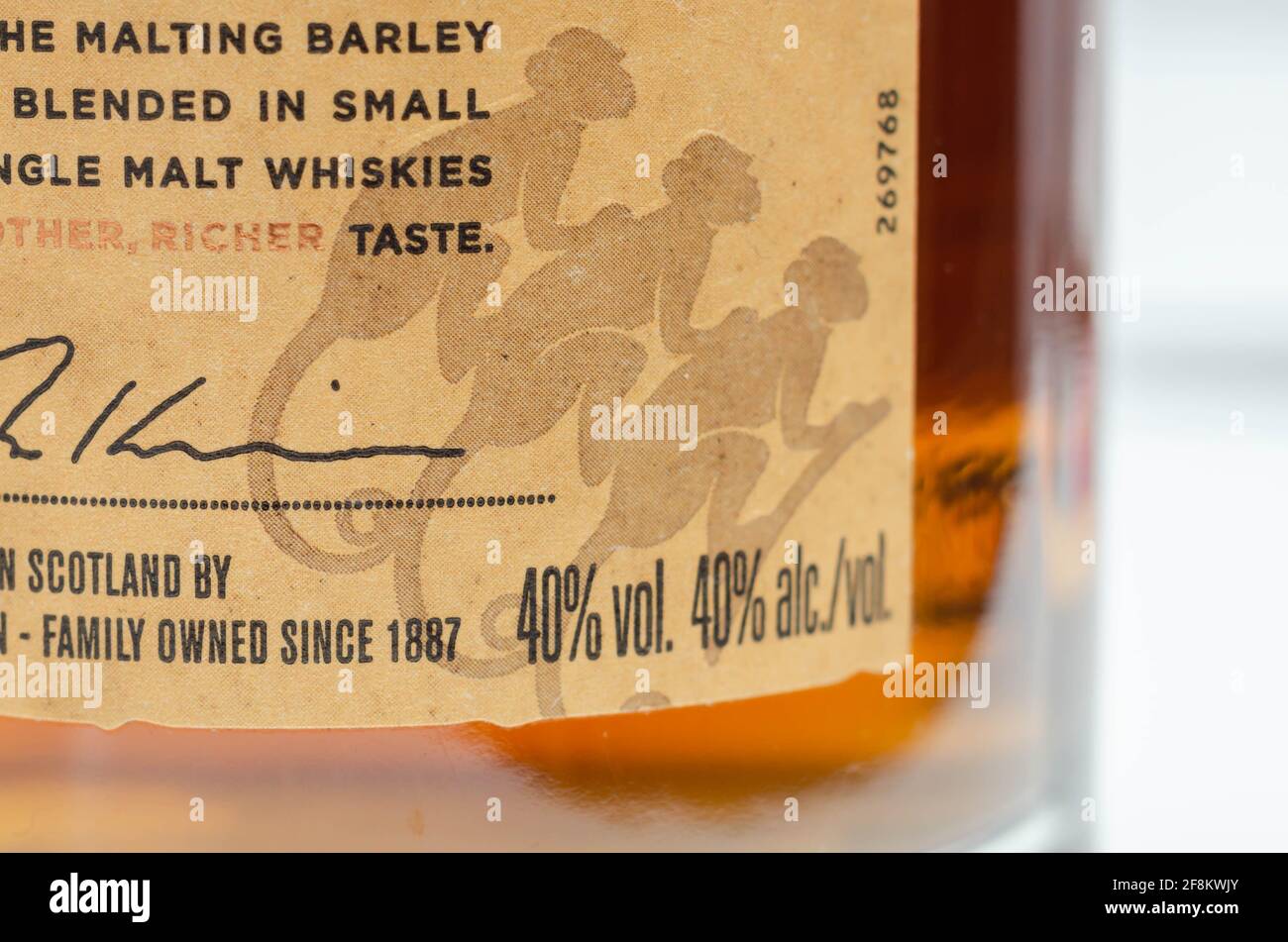 LONDON, UNITED KINGDOM - JANUARY 27, 2021 Closeup on the blended malt ...