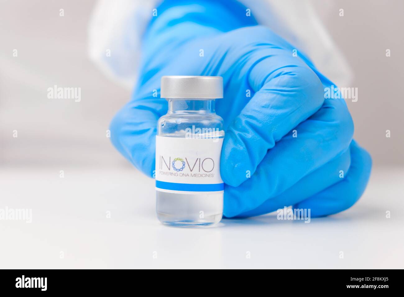 Inovio vial or bottle with pharmaceuticals demonstrated by health ...