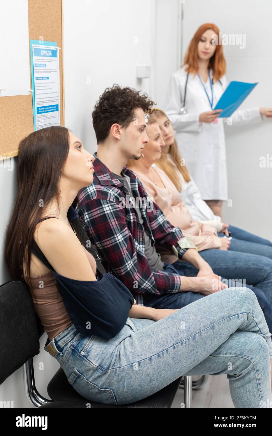 The doctor leaves the doctor's office and according to the list asks ...