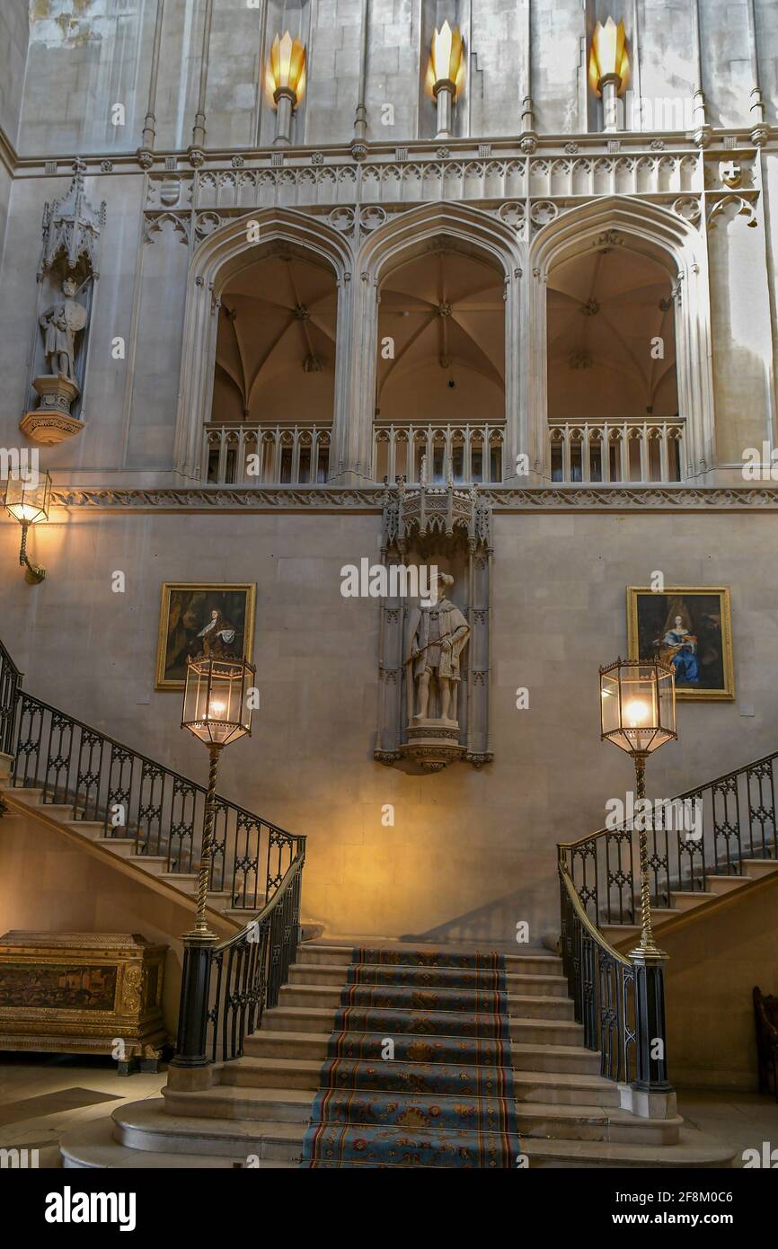 Main Hall and staircase Ashridge House Hertfordshire England Stock ...