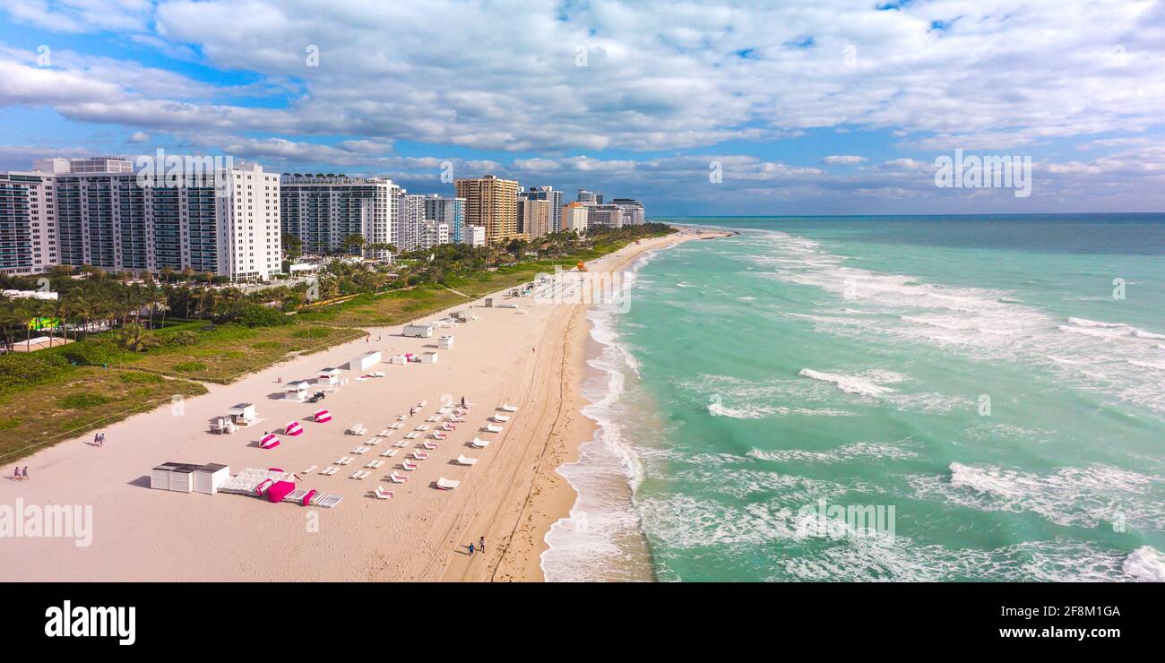 Aerial View of the Beach and Skyline at South Beach, Miami, Florida ...