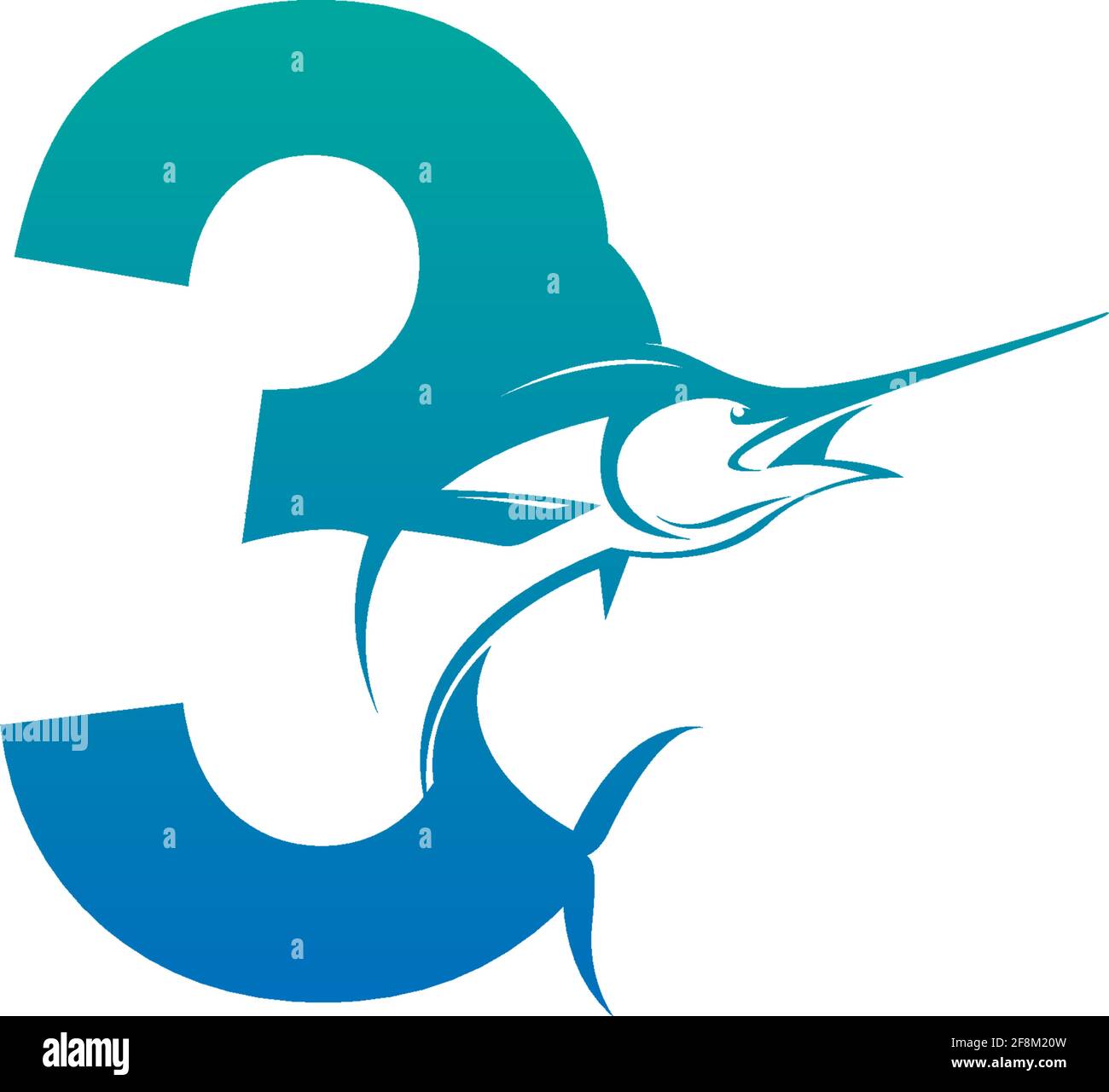 Number 3 logo icon with fish design symbol template vector Stock Vector ...