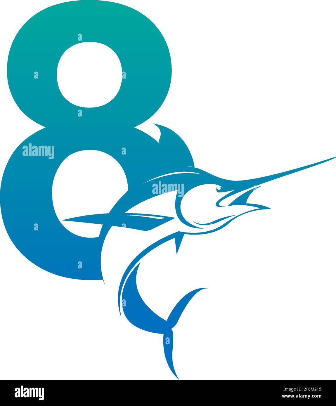 Number 8 logo icon with fish design symbol template vector Stock Vector ...