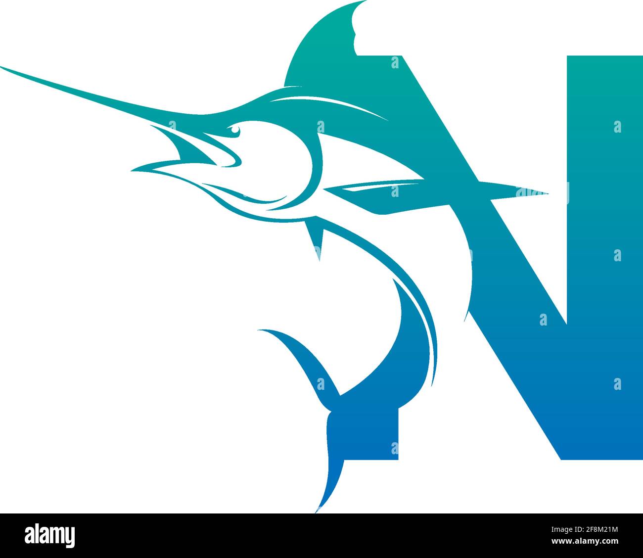 Letter N logo icon with fish design symbol template vector Stock Vector ...