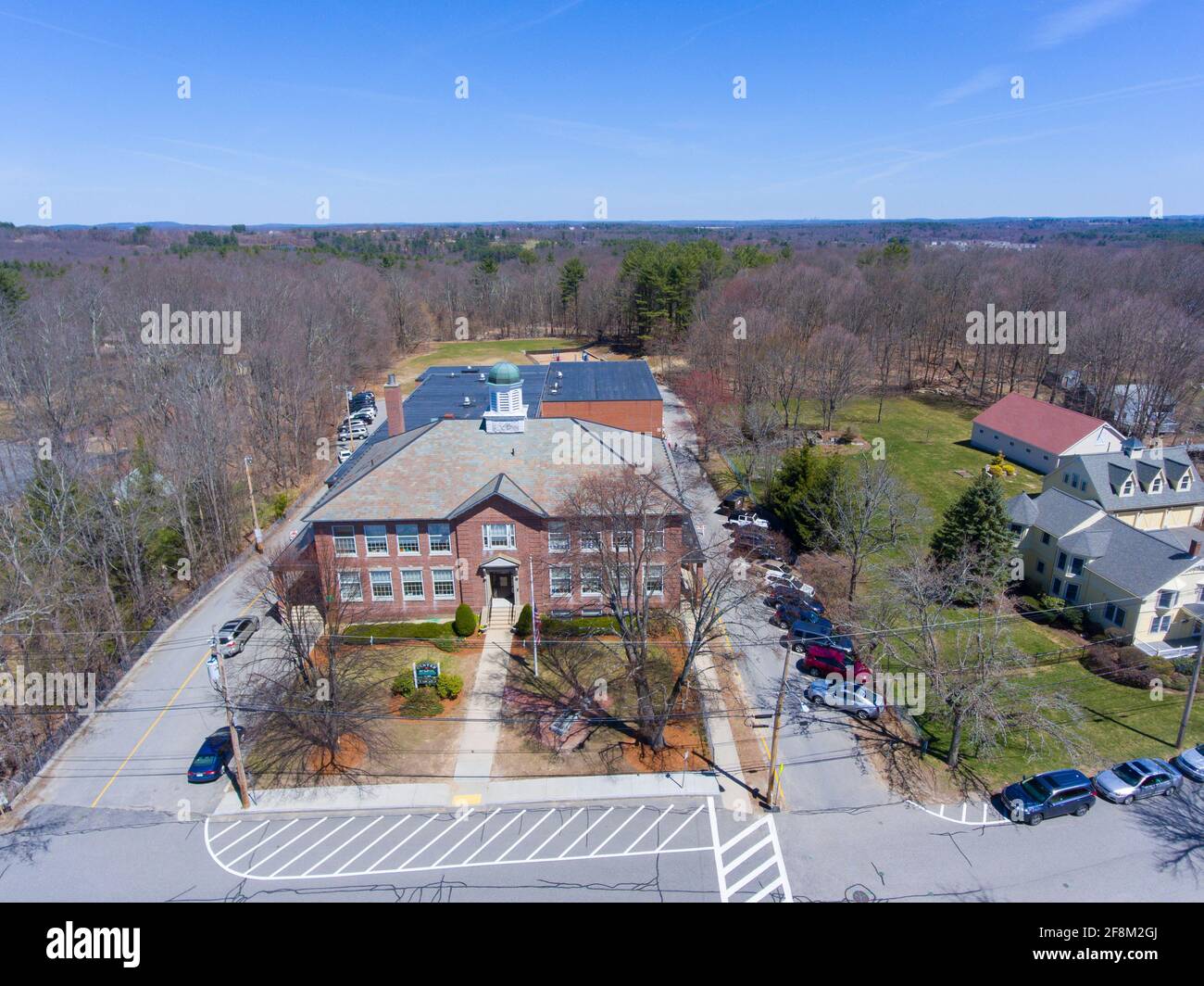 Historic Center School in town center in Hopkinton, Massachusetts MA ...