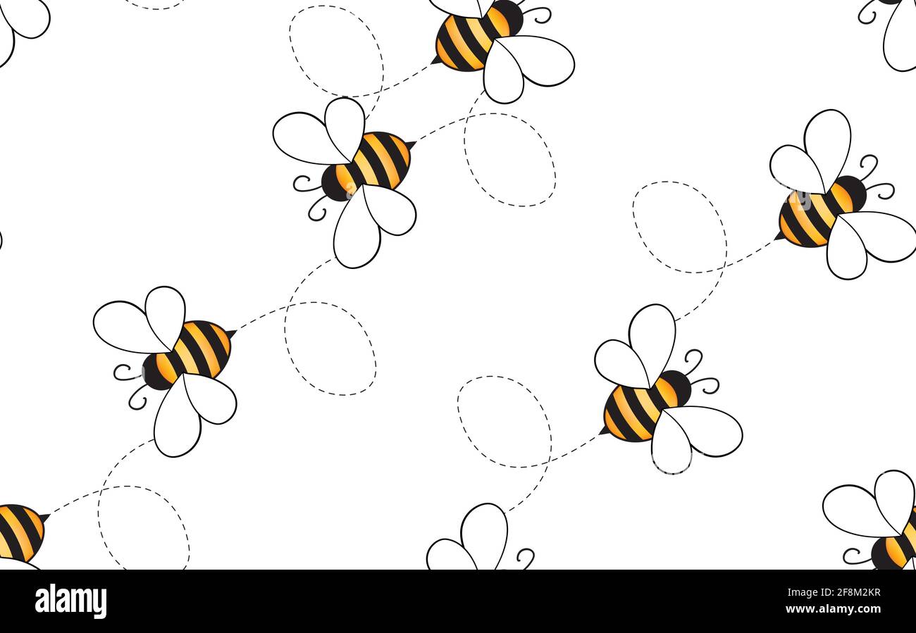 Seamless pattern with bees on white background. Small wasp. Vector ...