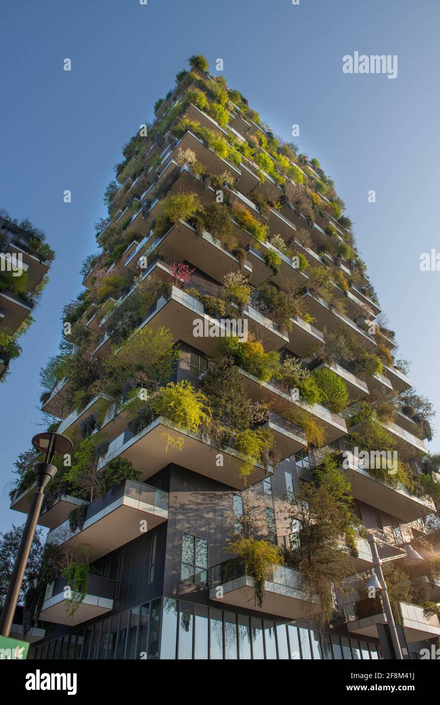 milan italy march 29 2021: Bosco Verticale "new and modern skyscraper ...
